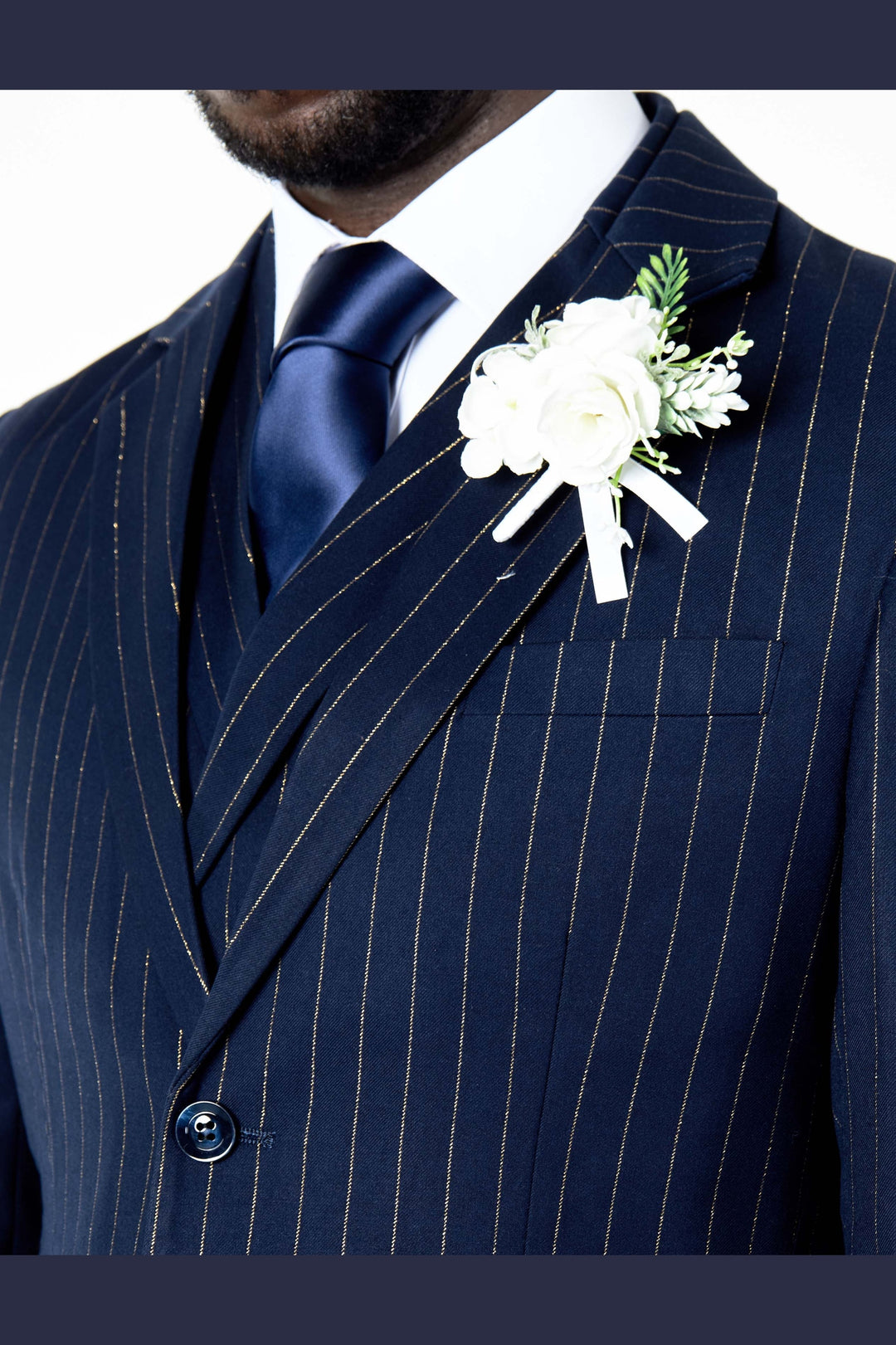 NEIL - Navy Double breasted Pinstripe Suit – XPOSED