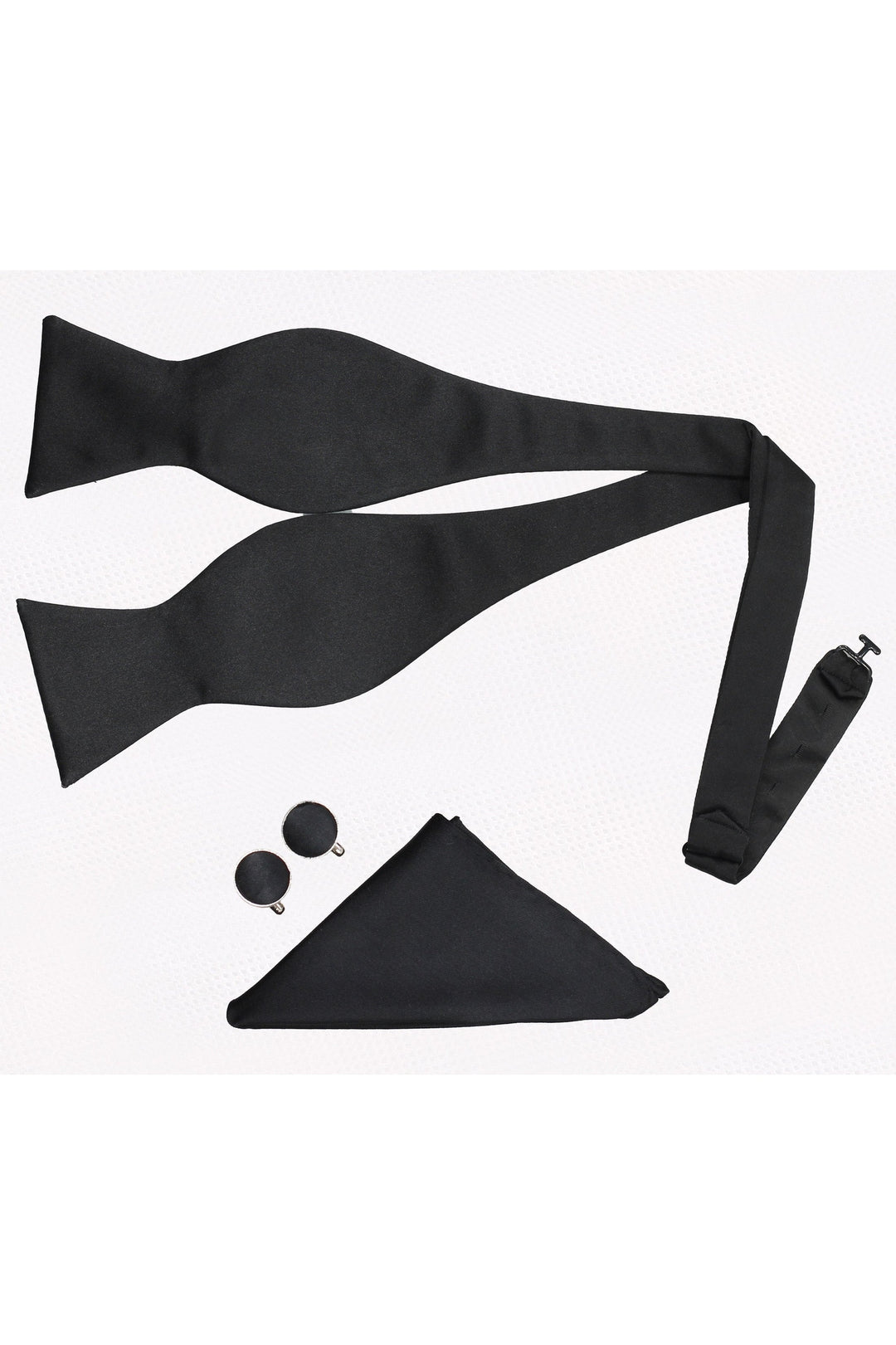 Mens Black Hand Tie Self Make Bow Tie Retro Wedding Party 3 Piece Gift ...
