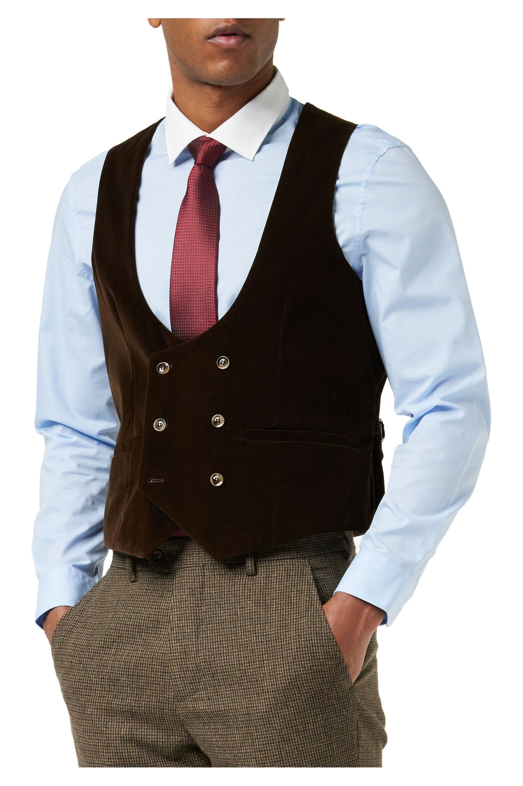 HERVE - BROWN VELVET DOUBLE BREASTED WAISTCOAT – XPOSED