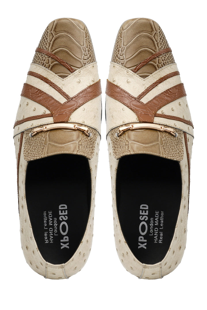 Real Leather Buckled Cream Shoes – XPOSED