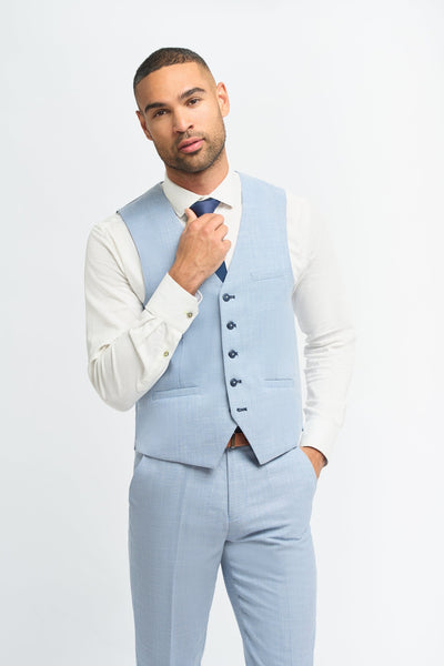 Cavani – Miami Sky Blue Tailored Waistcoat Summer Wedding – XPOSED