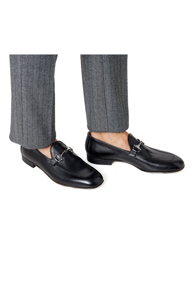 Men’s Collapsible Snaffle Bit Loafer in Black Italian Leather – XPOSED