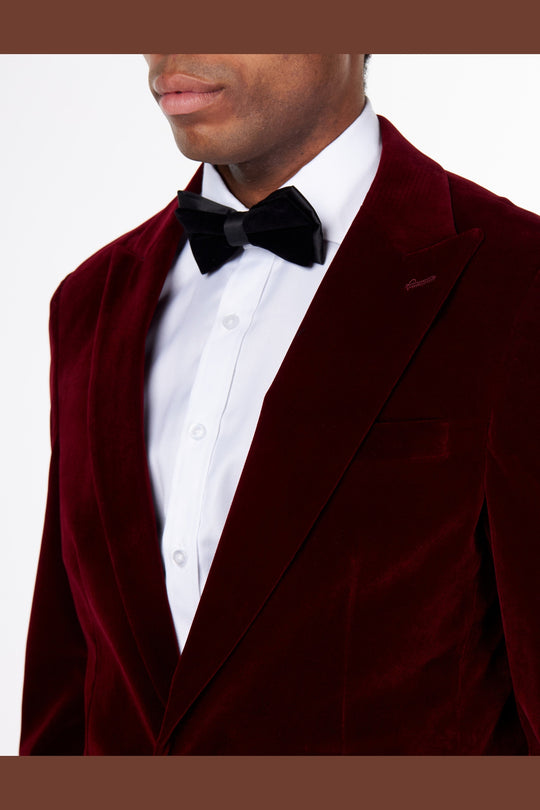 Mens Velvet Tuxedo Jacket Tailored Fit Dinner Wedding Peak Lapel Blazer ...