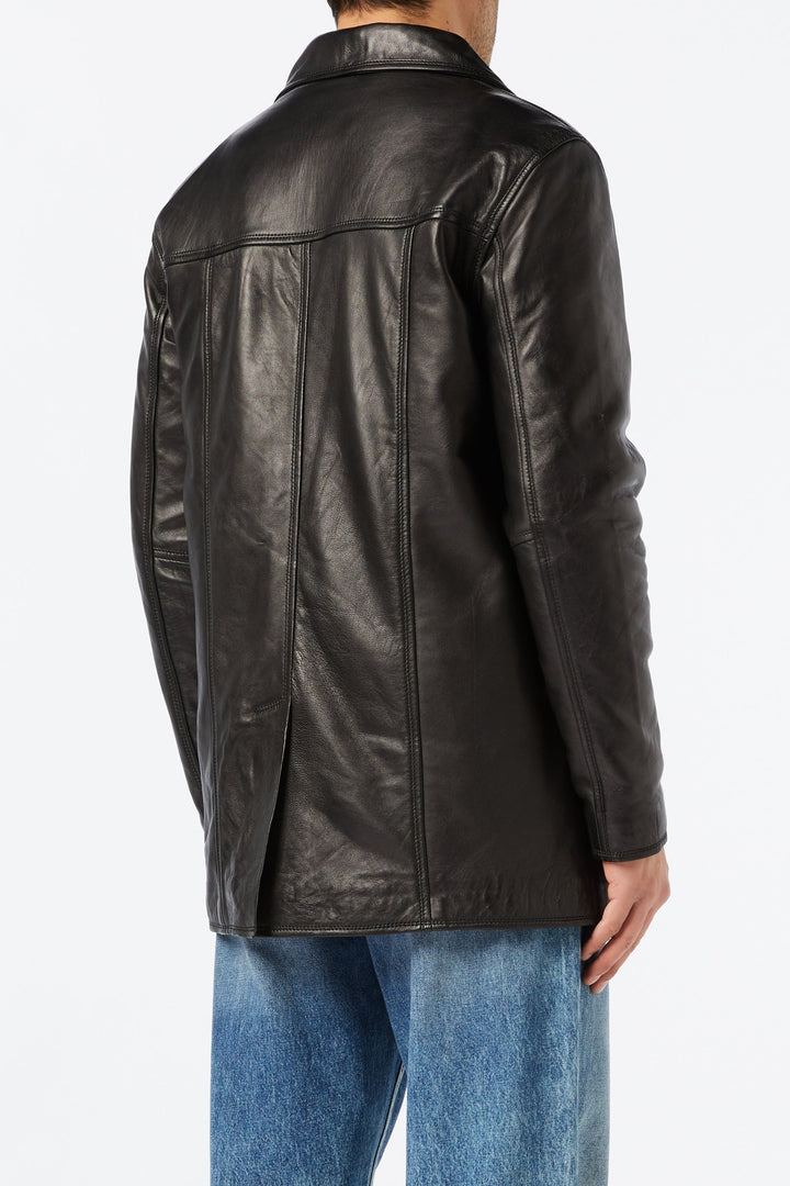 MEN'S BLACK REAL LEATHER REEFER JACKET – XPOSED