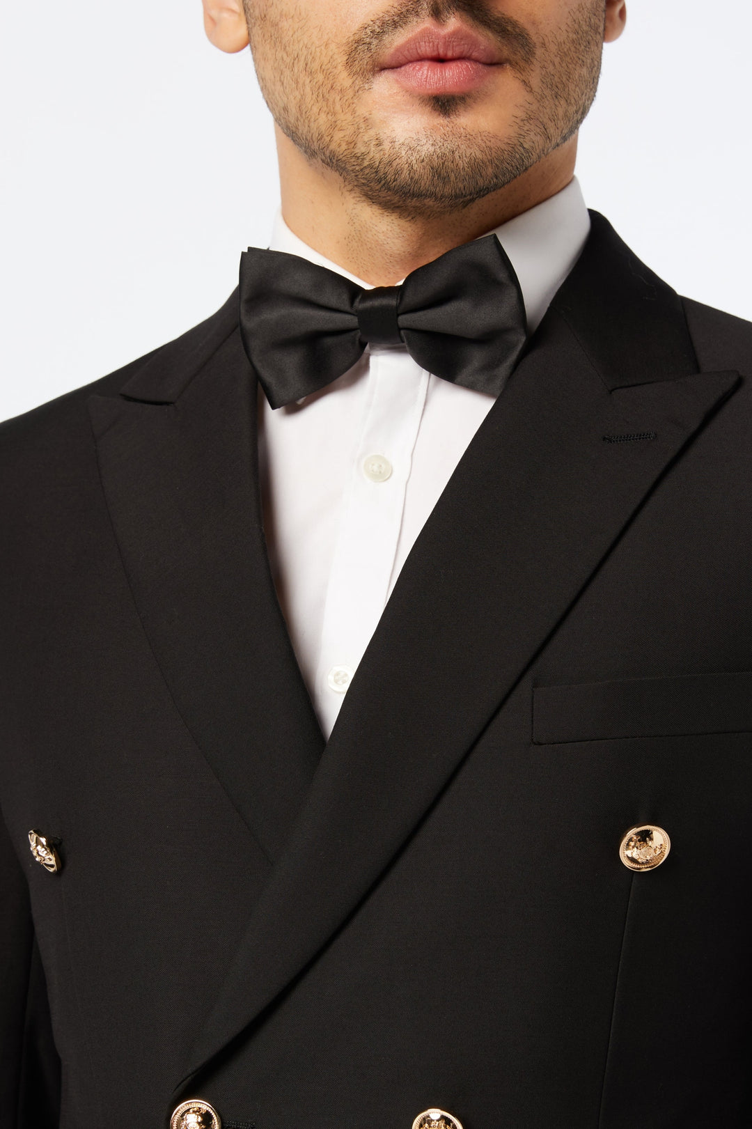 CLASSIC BLACK DOUBLE BREASTED GOLD BUTTON JACKET – XPOSED