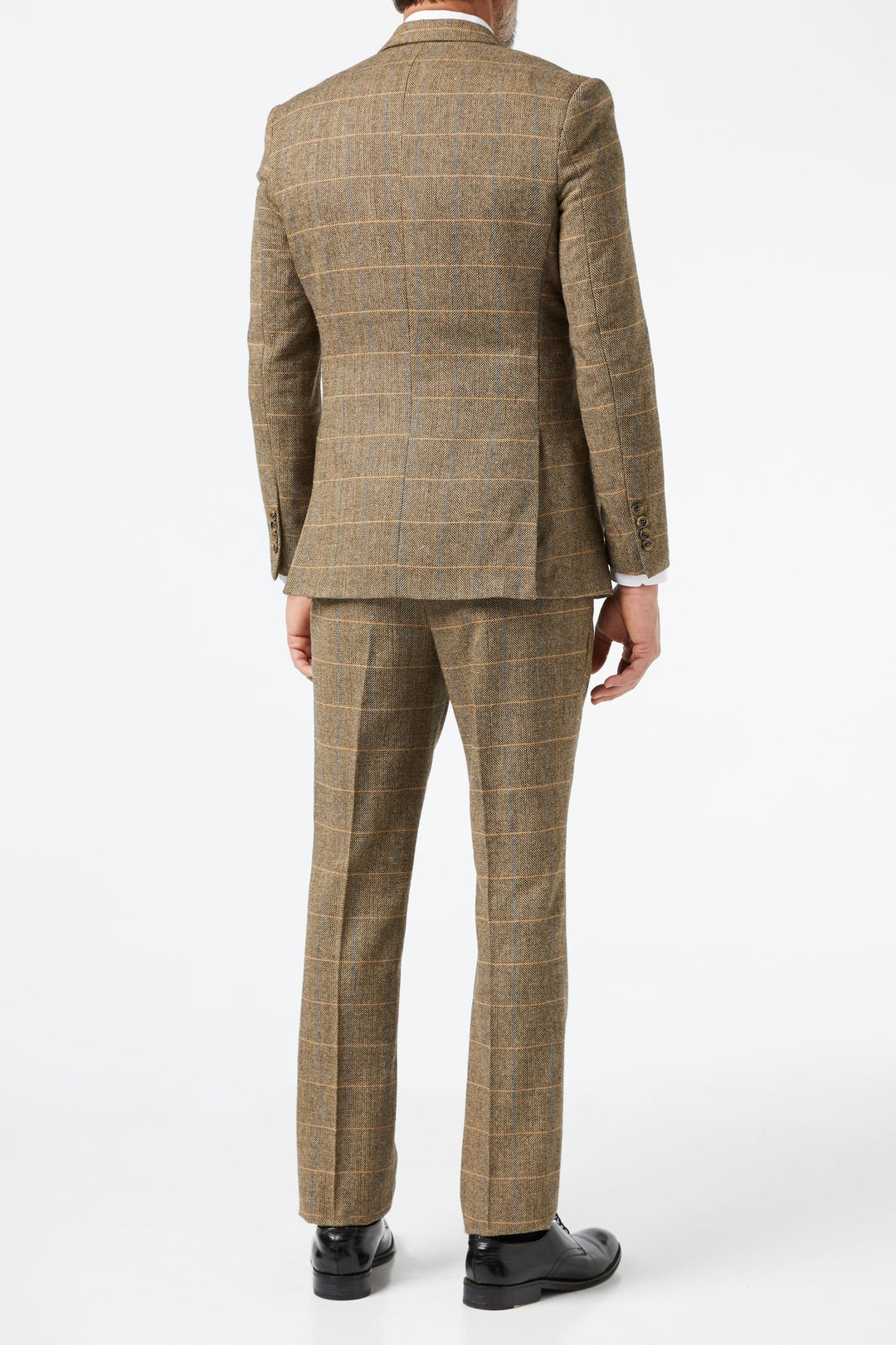 MENS TWEED CHECK HERRINGBONE TAN SUIT – XPOSED