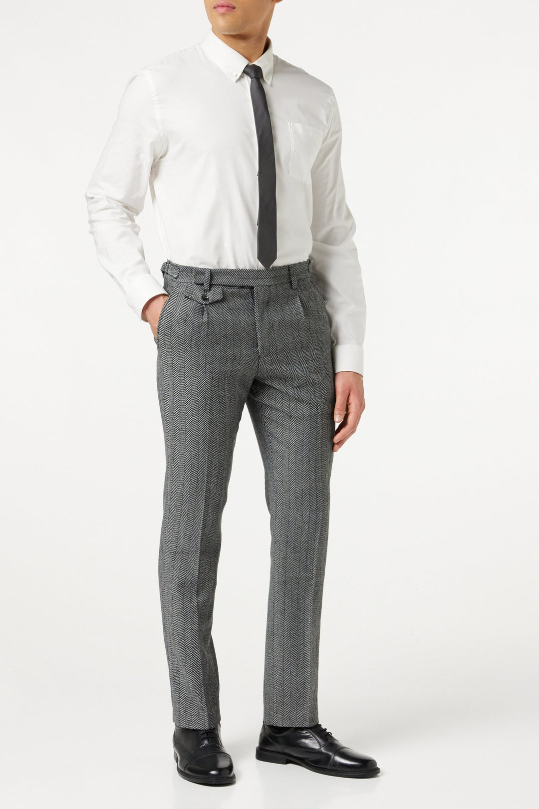Tyler - Mens Light Grey Retro Tweed Herringbone Trouser – XPOSED