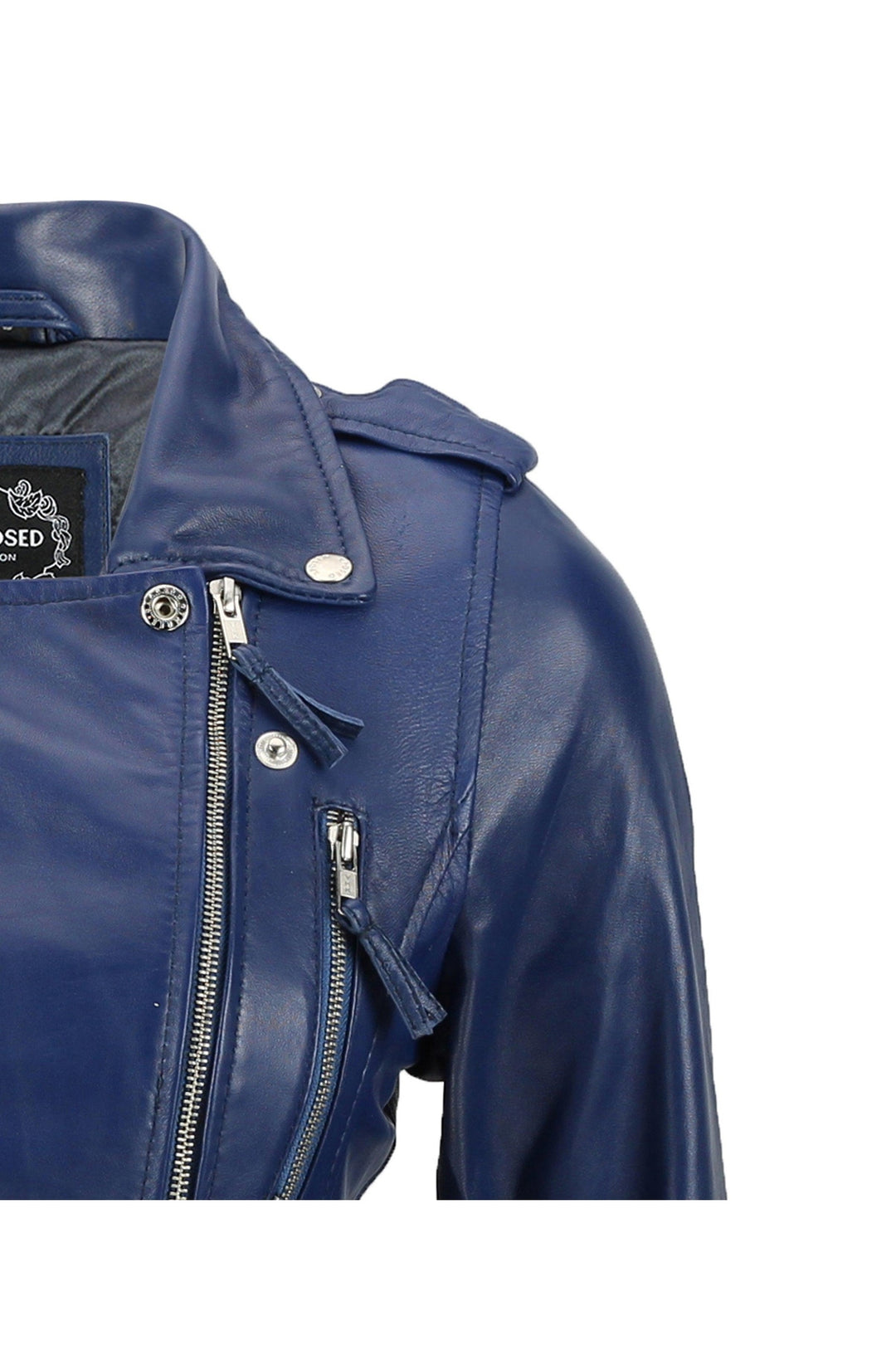 Fitted Leather Biker Jacket Blue – XPOSED