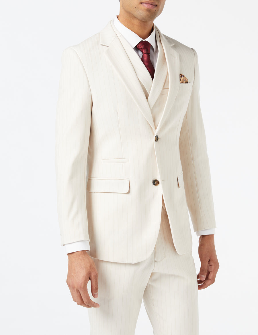 NEIL - BEIGE GOLD PINSTRIPE SUIT – XPOSED